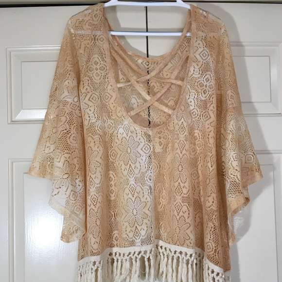 Gypsy Junkies | Tops | Gypsy Junkies Boho Sheer Lace Tunic Top Sm ...